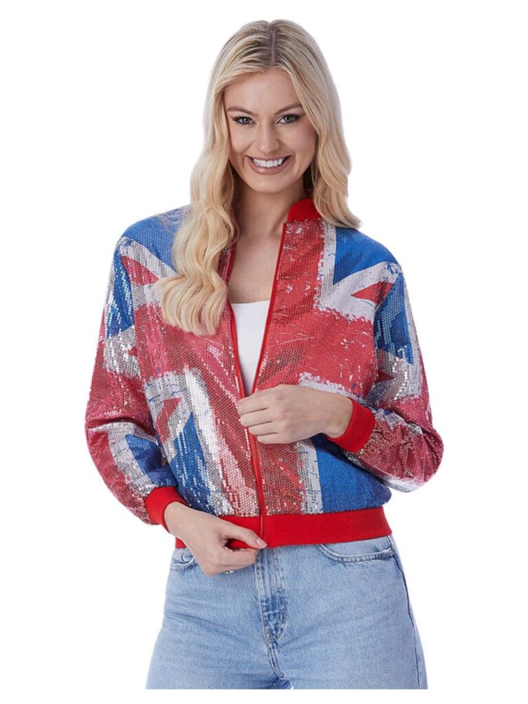 Sequin Union Jack Bomber Jacket – Fantasy World